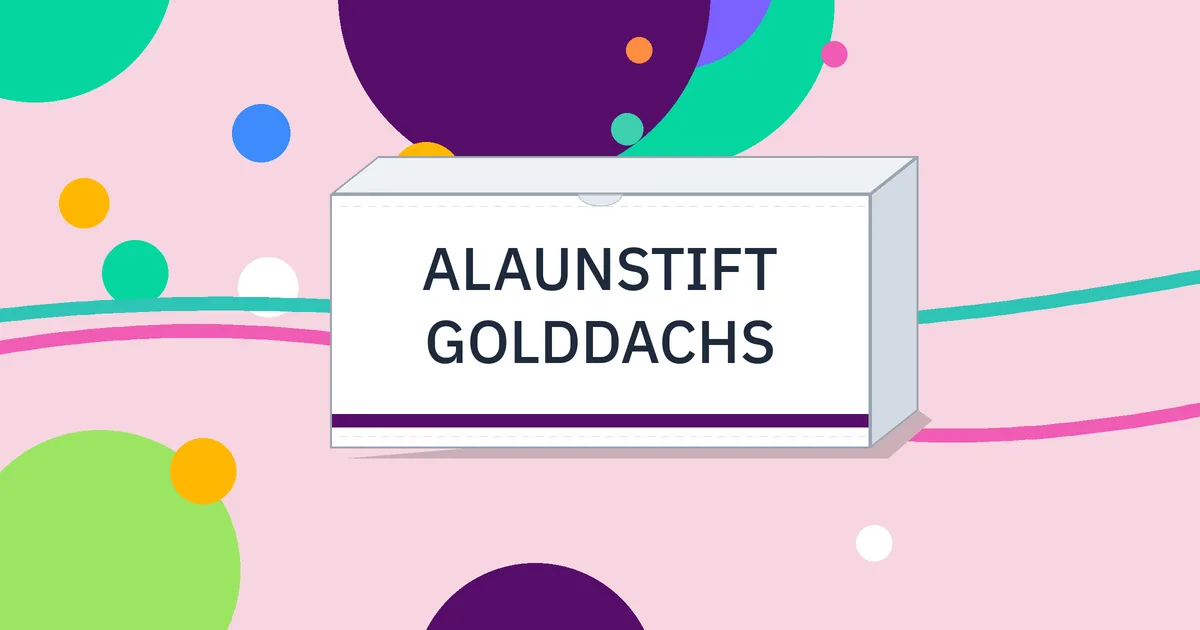 Symbolbild: Packung mit der Aufschrift ALAUNSTIFT GOLDDACHS (PZN 10191461) – Verfügbarkeit und Bezug in Apotheken in Frankfurt am Main
