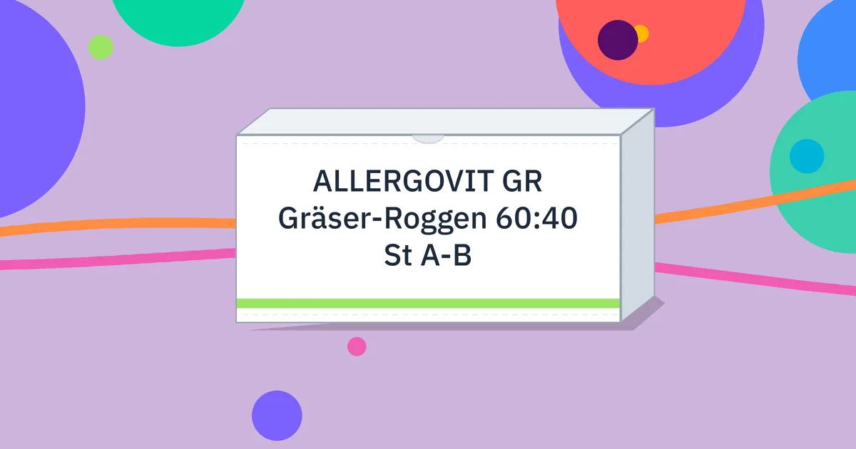 Symbolbild: Packung mit der Aufschrift ALLERGOVIT GR Gräser-Roggen 60:40 St A-B (PZN 15741475) – Verfügbarkeit und Bezug in Apotheken in Frankfurt am Main