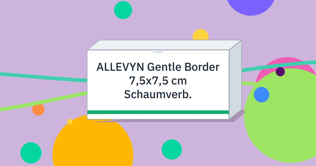 Symbolbild: Packung mit der Aufschrift ALLEVYN Gentle Border 7,5x7,5 cm Schaumverb. (PZN 17830852) – Verfügbarkeit und Bezug in Apotheken in Frankfurt am Main