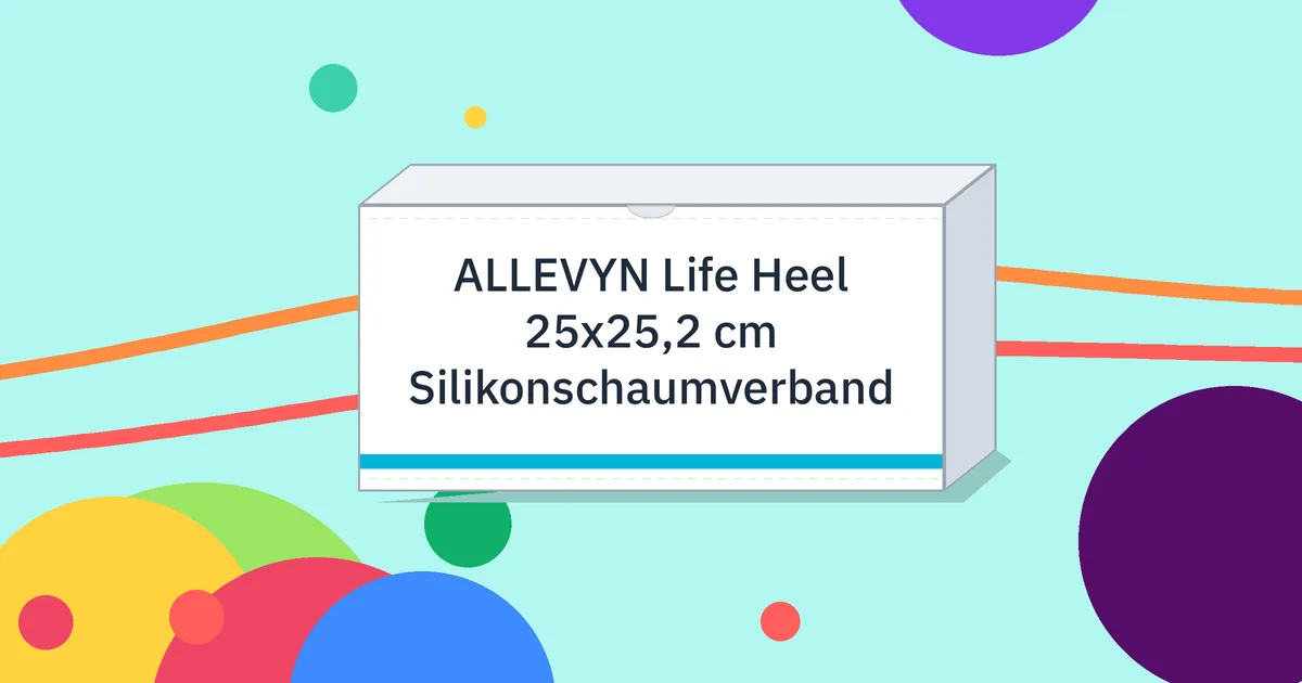 Symbolbild: Packung mit der Aufschrift ALLEVYN Life Heel 25x25,2 cm Silikonschaumverband (PZN 07116438) – Verfügbarkeit und Bezug in Apotheken in Frankfurt am Main