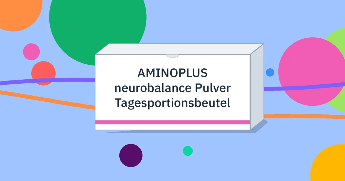 Symbolbild: Packung mit der Aufschrift AMINOPLUS neurobalance Pulver Tagesportionsbeutel (PZN 19731516) – Verfügbarkeit und Bezug in Apotheken in Frankfurt am Main