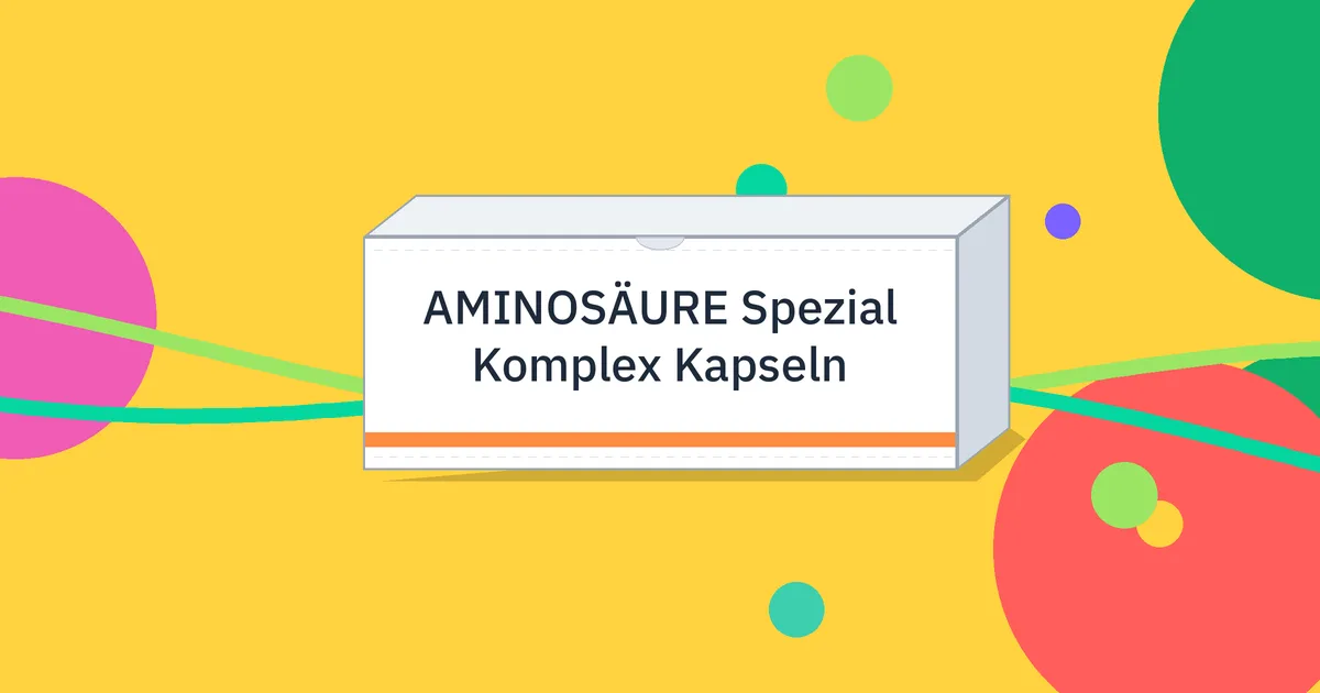 Symbolbild: Packung mit der Aufschrift AMINOSÄURE Spezial Komplex Kapseln (PZN 00105259) – Verfügbarkeit und Bezug in Apotheken in Frankfurt am Main