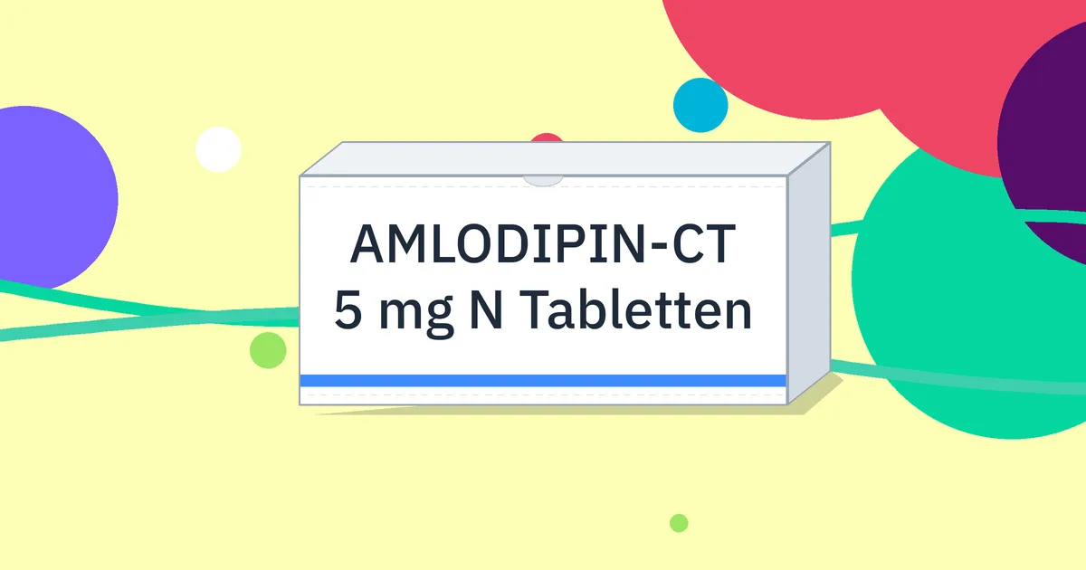 Symbolbild: Packung mit der Aufschrift AMLODIPIN-CT 5 mg N Tabletten (PZN 07280936) – Verfügbarkeit und Bezug in Apotheken in Frankfurt am Main