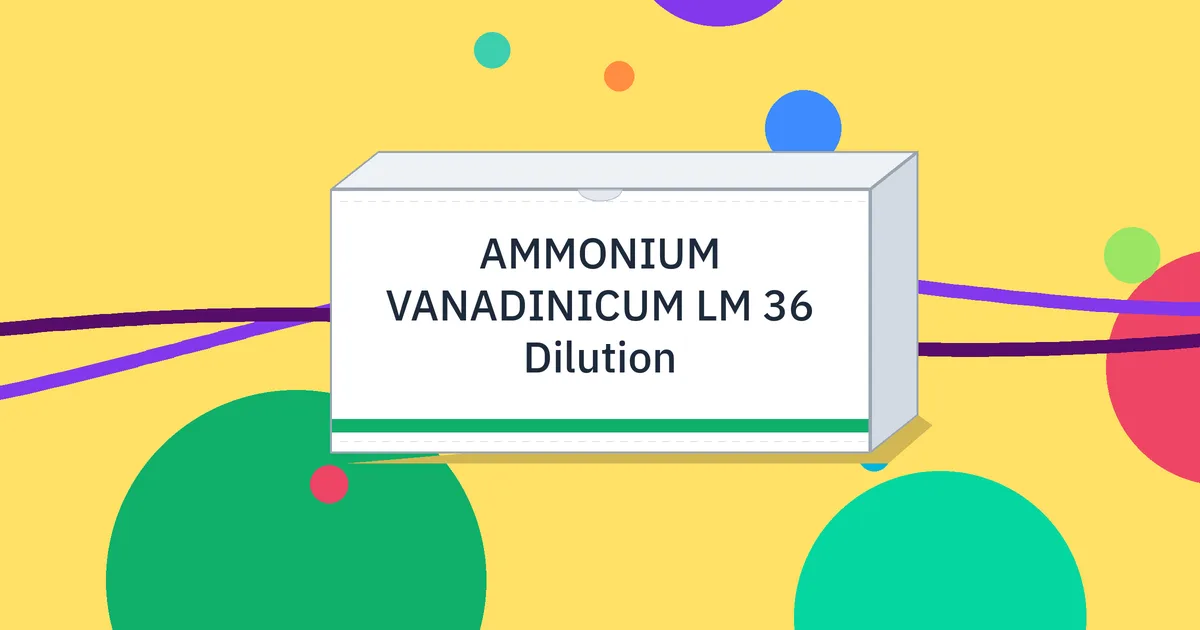 Symbolbild: Packung mit der Aufschrift AMMONIUM VANADINICUM LM 36 Dilution (PZN 13324388) – Verfügbarkeit und Bezug in Apotheken in Frankfurt am Main