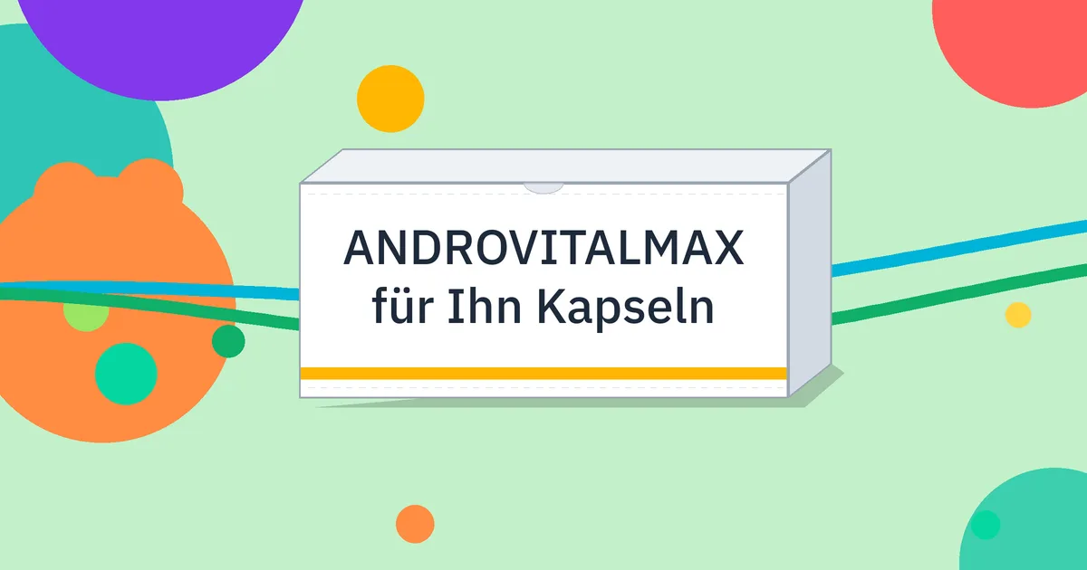 Symbolbild: Packung mit der Aufschrift ANDROVITALMAX für Ihn Kapseln (PZN 19099952) – Verfügbarkeit und Bezug in Apotheken in Frankfurt am Main