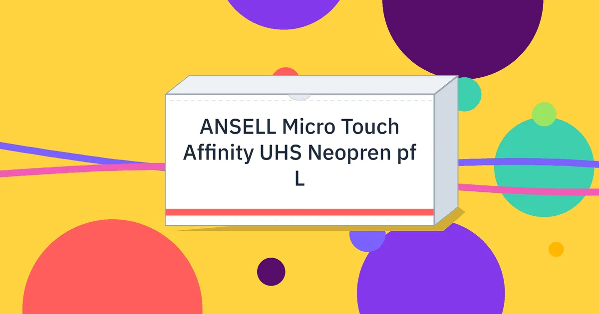 Symbolbild: Packung mit der Aufschrift ANSELL Micro Touch Affinity UHS Neopren pf L (PZN 07655879) – Verfügbarkeit und Bezug in Apotheken in Frankfurt am Main