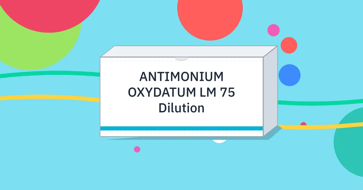 Symbolbild: Packung mit der Aufschrift ANTIMONIUM OXYDATUM LM 75 Dilution (PZN 13374943) – Verfügbarkeit und Bezug in Apotheken in Frankfurt am Main