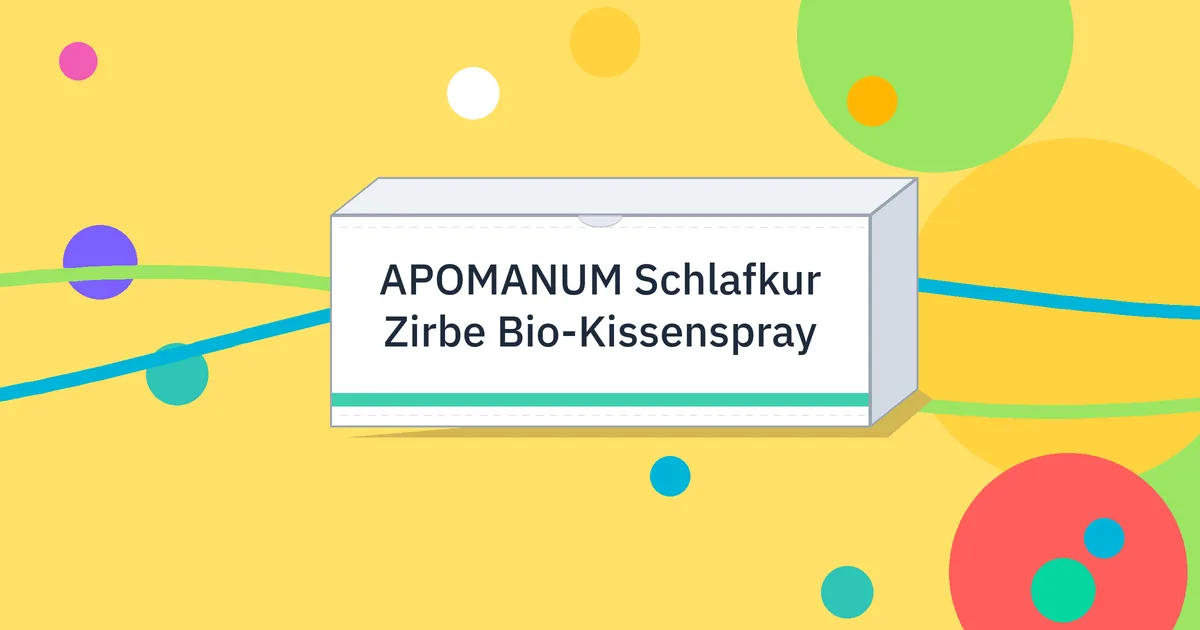 Symbolbild: Packung mit der Aufschrift APOMANUM Schlafkur Zirbe Bio-Kissenspray (PZN 15586276) – Verfügbarkeit und Bezug in Apotheken in Frankfurt am Main