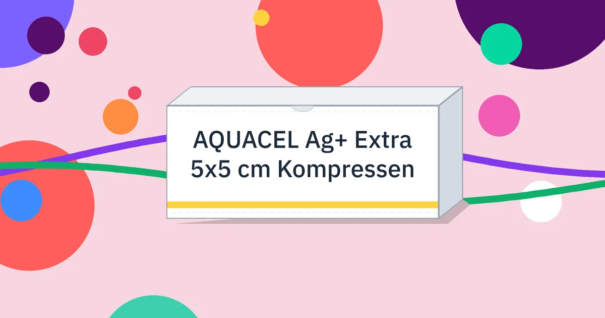 Symbolbild: Packung mit der Aufschrift AQUACEL Ag+ Extra 5x5 cm Kompressen (PZN 19670022) – Verfügbarkeit und Bezug in Apotheken in Frankfurt am Main