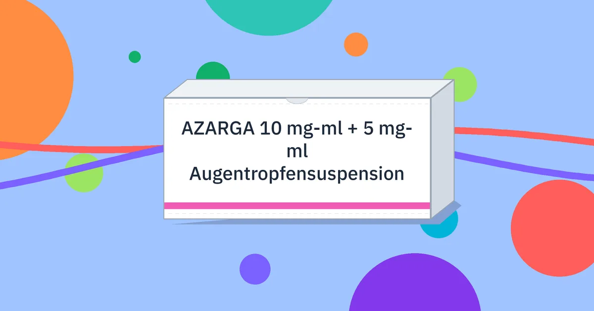 Symbolbild: Packung mit der Aufschrift AZARGA 10 mg-ml + 5 mg-ml Augentropfensuspension (PZN 05885724) – Verfügbarkeit und Bezug in Apotheken in Frankfurt am Main