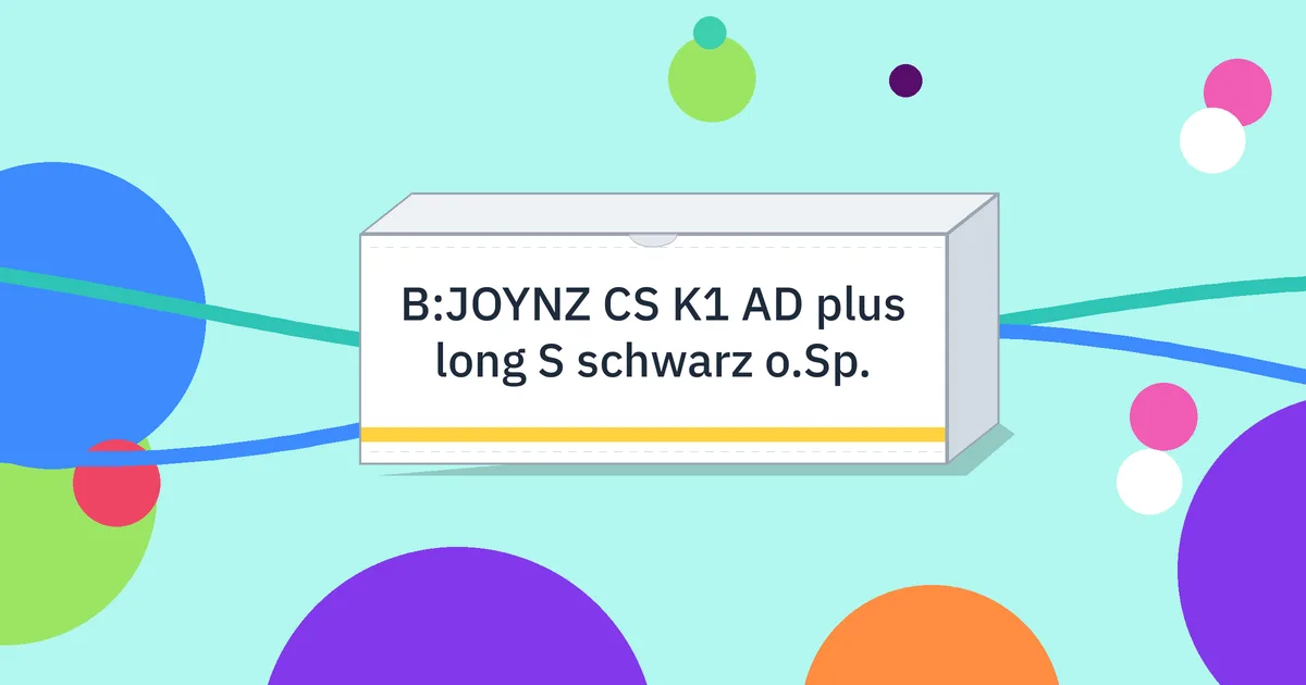 Symbolbild: Packung mit der Aufschrift B:JOYNZ CS K1 AD plus long S schwarz o.Sp. (PZN 20528163) – Verfügbarkeit und Bezug in Apotheken in Frankfurt am Main