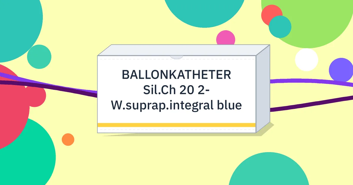 Symbolbild: Packung mit der Aufschrift BALLONKATHETER Sil.Ch 20 2-W.suprap.integral blue (PZN 14350525) – Verfügbarkeit und Bezug in Apotheken in Frankfurt am Main