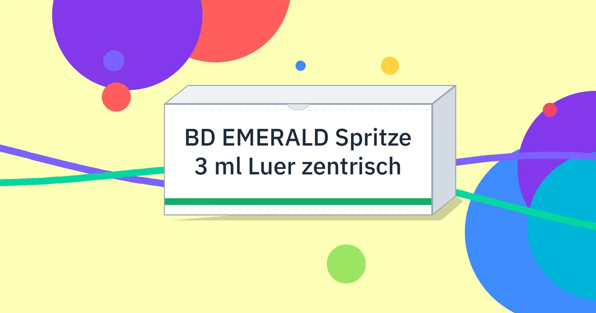 Symbolbild: Packung mit der Aufschrift BD EMERALD Spritze 3 ml Luer zentrisch (PZN 10286598) – Verfügbarkeit und Bezug in Apotheken in Frankfurt am Main