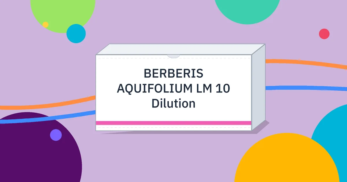 Symbolbild: Packung mit der Aufschrift BERBERIS AQUIFOLIUM LM 10 Dilution (PZN 13383126) – Verfügbarkeit und Bezug in Apotheken in Frankfurt am Main