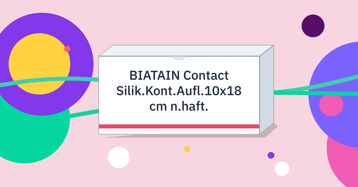 Symbolbild: Packung mit der Aufschrift BIATAIN Contact Silik.Kont.Aufl.10x18 cm n.haft. (PZN 17569508) – Verfügbarkeit und Bezug in Apotheken in Frankfurt am Main