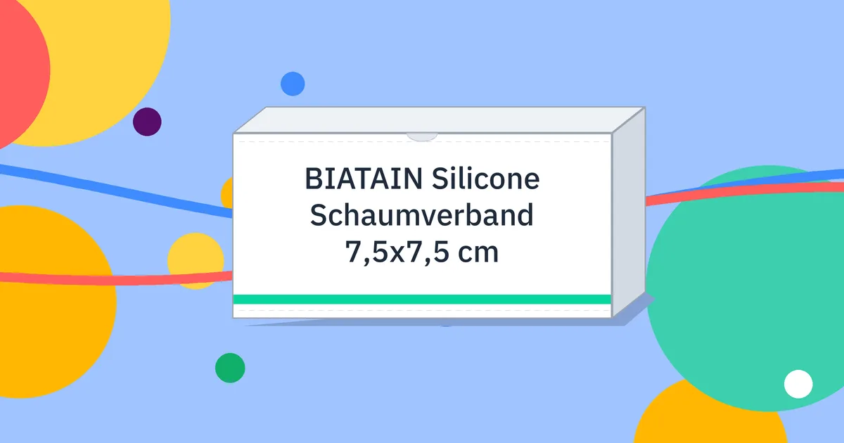 Symbolbild: Packung mit der Aufschrift BIATAIN Silicone Schaumverband 7,5x7,5 cm (PZN 17999344) – Verfügbarkeit und Bezug in Apotheken in Frankfurt am Main
