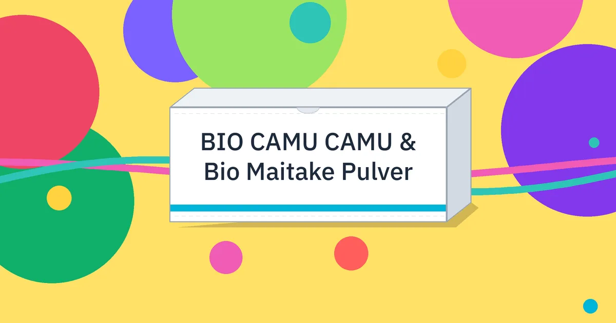 Symbolbild: Packung mit der Aufschrift BIO CAMU CAMU & Bio Maitake Pulver (PZN 13350380) – Verfügbarkeit und Bezug in Apotheken in Frankfurt am Main