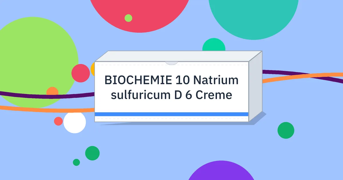 Symbolbild: Packung mit der Aufschrift BIOCHEMIE 10 Natrium sulfuricum D 6 Creme (PZN 04535293) – Verfügbarkeit und Bezug in Apotheken in Frankfurt am Main