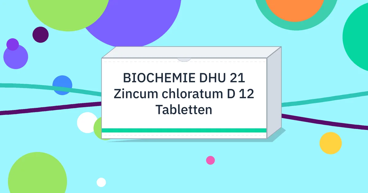 Symbolbild: Packung mit der Aufschrift BIOCHEMIE DHU 21 Zincum chloratum D 12 Tabletten (PZN 06584522) – Verfügbarkeit und Bezug in Apotheken in Frankfurt am Main