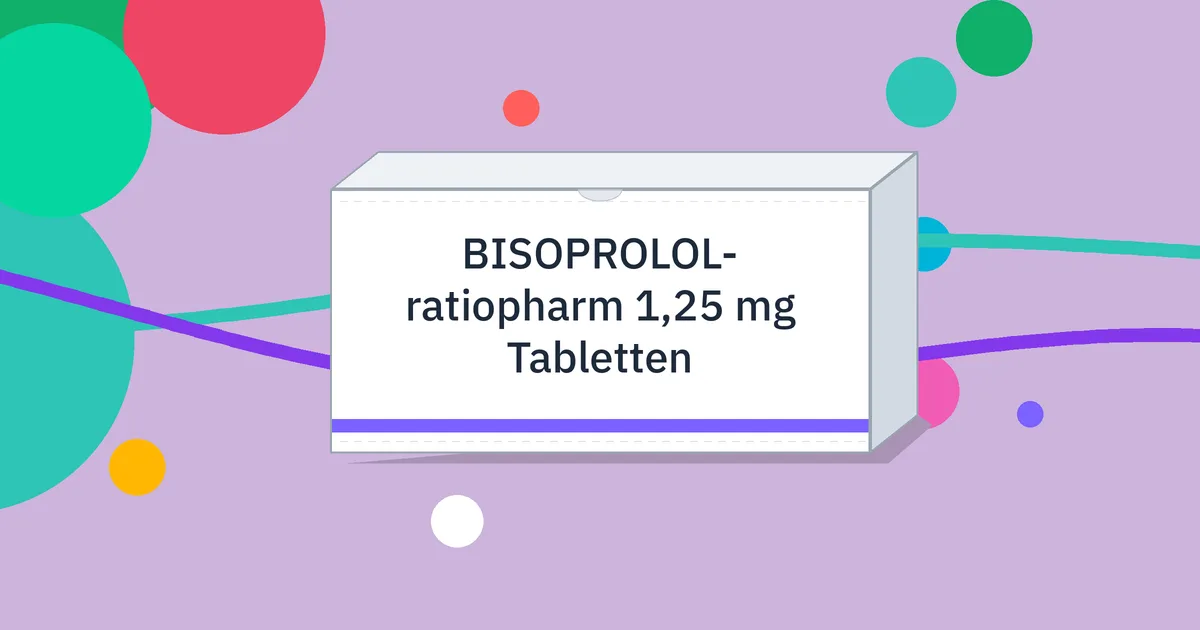 Symbolbild: Packung mit der Aufschrift BISOPROLOL-ratiopharm 1,25 mg Tabletten (PZN 10330052) – Verfügbarkeit und Bezug in Apotheken in Frankfurt am Main