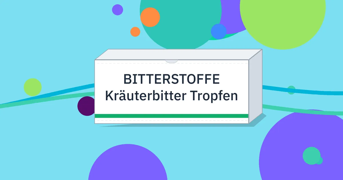 Symbolbild: Packung mit der Aufschrift BITTERSTOFFE Kräuterbitter Tropfen (PZN 17585329) – Verfügbarkeit und Bezug in Apotheken in Frankfurt am Main
