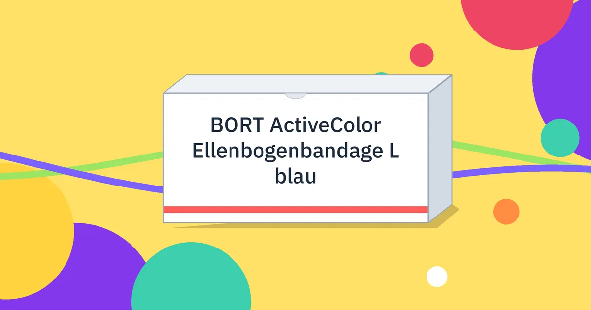 Symbolbild: Packung mit der Aufschrift BORT ActiveColor Ellenbogenbandage L blau (PZN 06914391) – Verfügbarkeit und Bezug in Apotheken in Frankfurt am Main
