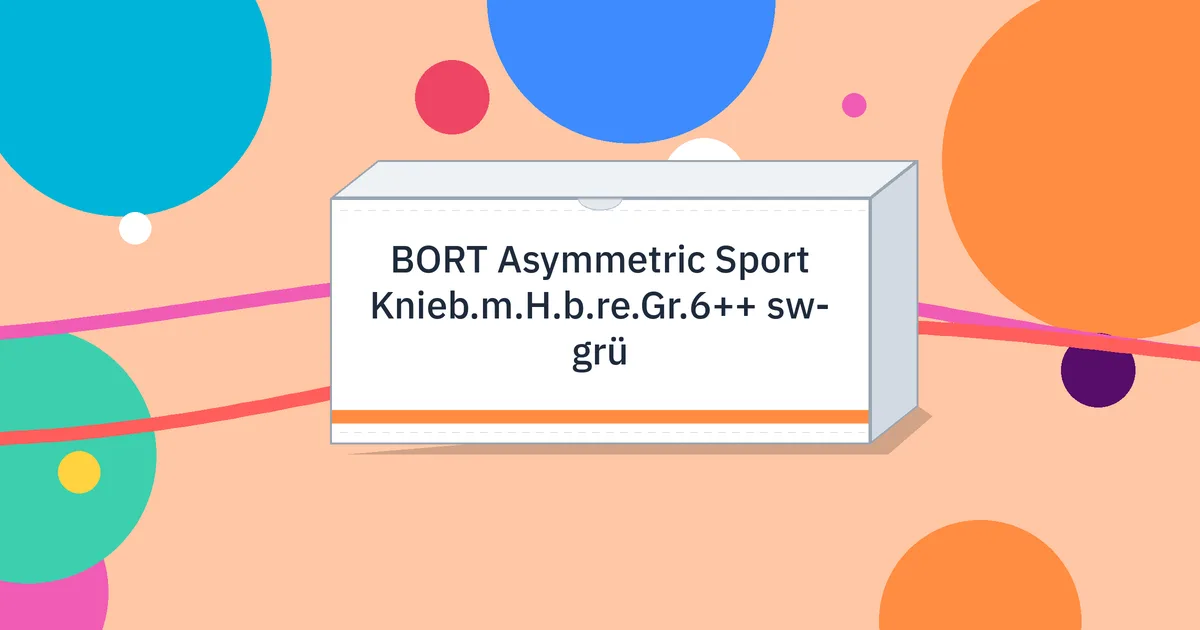 Symbolbild: Packung mit der Aufschrift BORT Asymmetric Sport Knieb.m.H.b.re.Gr.6++ sw-grü (PZN 19634457) – Verfügbarkeit und Bezug in Apotheken in Frankfurt am Main