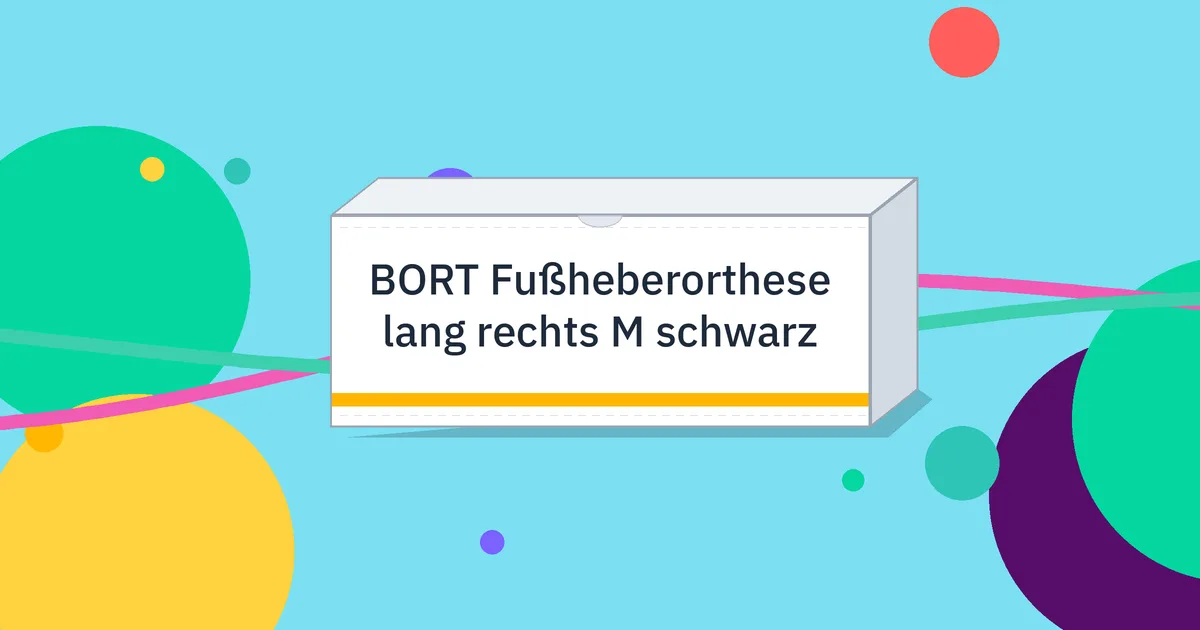 Symbolbild: Packung mit der Aufschrift BORT Fußheberorthese lang rechts M schwarz (PZN 07668563) – Verfügbarkeit und Bezug in Apotheken in Frankfurt am Main