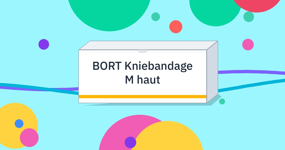 Symbolbild: Packung mit der Aufschrift BORT Kniebandage M haut (PZN 02547808) – Verfügbarkeit und Bezug in Apotheken in Frankfurt am Main