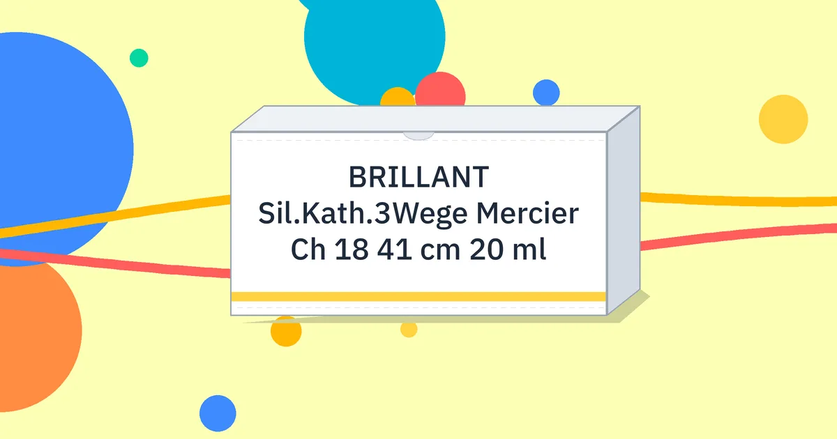 Symbolbild: Packung mit der Aufschrift BRILLANT Sil.Kath.3Wege Mercier Ch 18 41 cm 20 ml (PZN 07113865) – Verfügbarkeit und Bezug in Apotheken in Frankfurt am Main