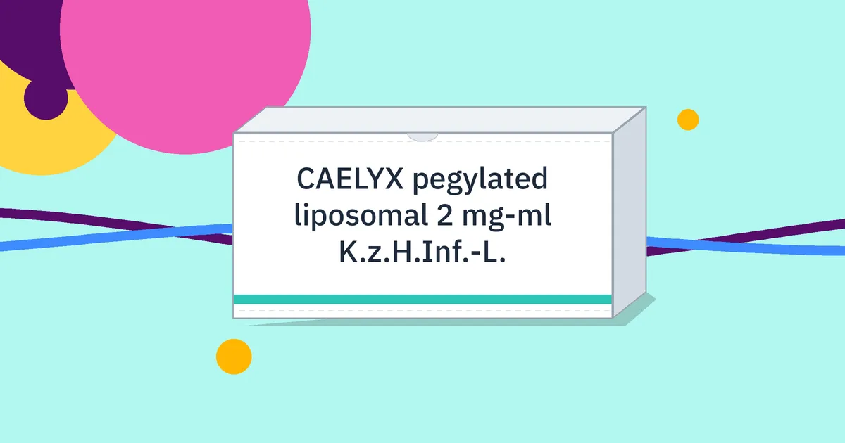 Symbolbild: Packung mit der Aufschrift CAELYX pegylated liposomal 2 mg-ml K.z.H.Inf.-L. (PZN 16889895) – Verfügbarkeit und Bezug in Apotheken in Frankfurt am Main