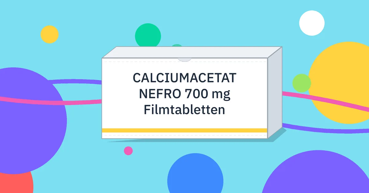 Symbolbild: Packung mit der Aufschrift CALCIUMACETAT NEFRO 700 mg Filmtabletten (PZN 00434052) – Verfügbarkeit und Bezug in Apotheken in Frankfurt am Main