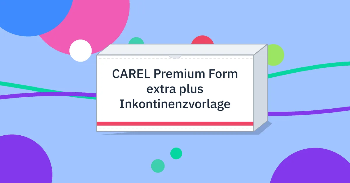 Symbolbild: Packung mit der Aufschrift CAREL Premium Form extra plus Inkontinenzvorlage (PZN 20324590) – Verfügbarkeit und Bezug in Apotheken in Frankfurt am Main