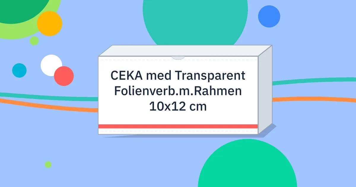 Symbolbild: Packung mit der Aufschrift CEKA med Transparent Folienverb.m.Rahmen 10x12 cm (PZN 19276822) – Verfügbarkeit und Bezug in Apotheken in Frankfurt am Main