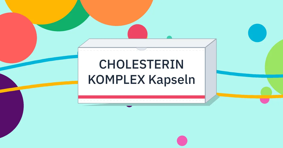 Symbolbild: Packung mit der Aufschrift CHOLESTERIN KOMPLEX Kapseln (PZN 20828764) – Verfügbarkeit und Bezug in Apotheken in Frankfurt am Main