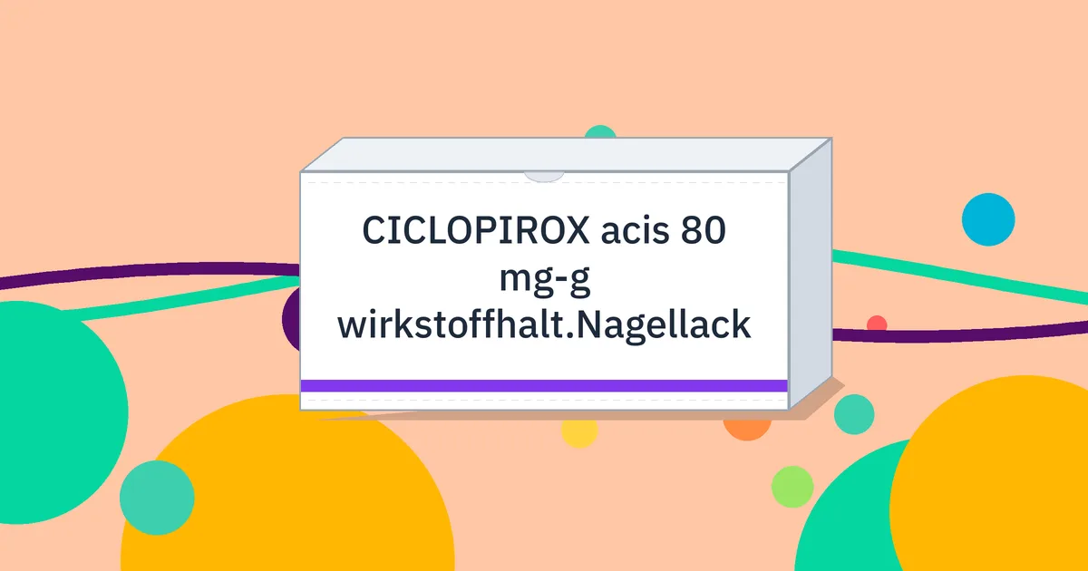 Symbolbild: Packung mit der Aufschrift CICLOPIROX acis 80 mg-g wirkstoffhalt.Nagellack (PZN 11510388) – Verfügbarkeit und Bezug in Apotheken in Frankfurt am Main