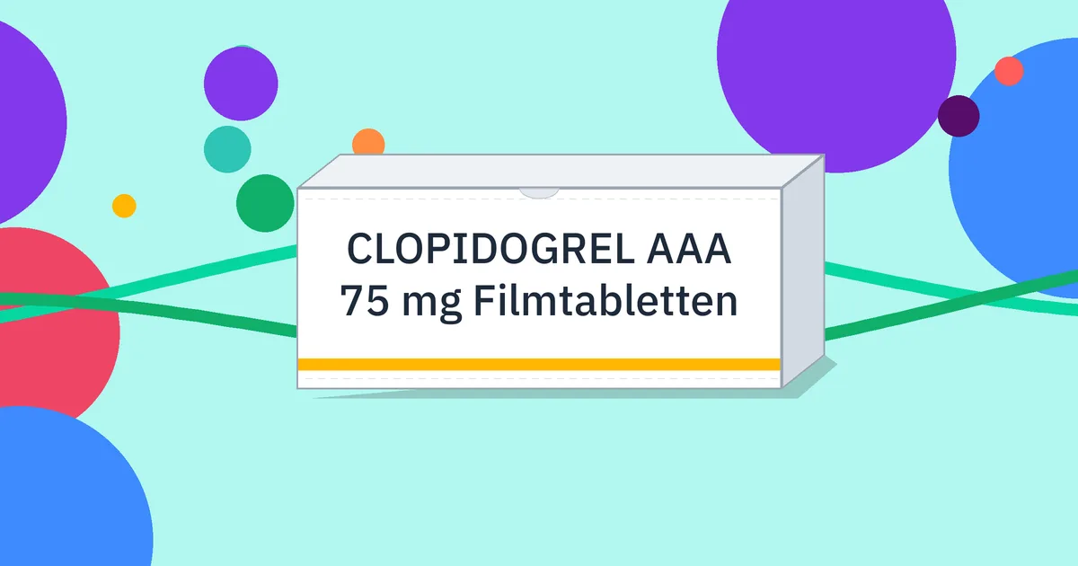 Symbolbild: Packung mit der Aufschrift CLOPIDOGREL AAA 75 mg Filmtabletten (PZN 05531759) – Verfügbarkeit und Bezug in Apotheken in Frankfurt am Main