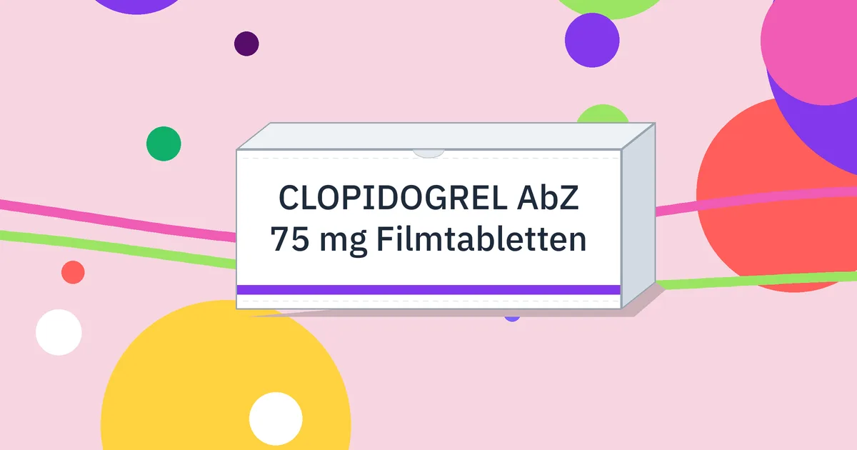 Symbolbild: Packung mit der Aufschrift CLOPIDOGREL AbZ 75 mg Filmtabletten (PZN 06714628) – Verfügbarkeit und Bezug in Apotheken in Frankfurt am Main