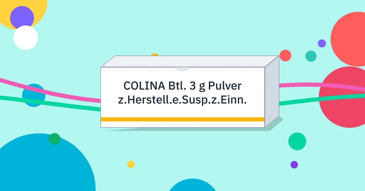 Symbolbild: Packung mit der Aufschrift COLINA Btl. 3 g Pulver z.Herstell.e.Susp.z.Einn. (PZN 06347288) – Verfügbarkeit und Bezug in Apotheken in Frankfurt am Main