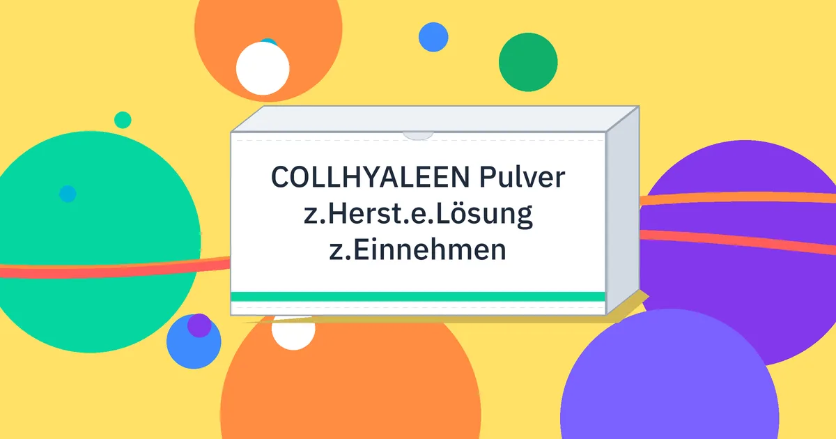 Symbolbild: Packung mit der Aufschrift COLLHYALEEN Pulver z.Herst.e.Lösung z.Einnehmen (PZN 20371336) – Verfügbarkeit und Bezug in Apotheken in Frankfurt am Main