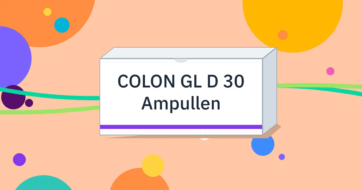 Symbolbild: Packung mit der Aufschrift COLON GL D 30 Ampullen (PZN 03359931) – Verfügbarkeit und Bezug in Apotheken in Frankfurt am Main