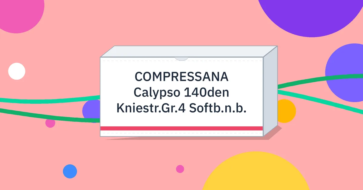 Symbolbild: Packung mit der Aufschrift COMPRESSANA Calypso 140den Kniestr.Gr.4 Softb.n.b. (PZN 11218179) – Verfügbarkeit und Bezug in Apotheken in Frankfurt am Main