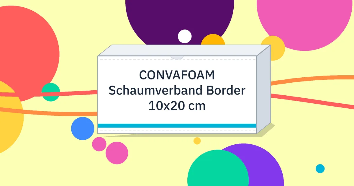 Symbolbild: Packung mit der Aufschrift CONVAFOAM Schaumverband Border 10x20 cm (PZN 20101424) – Verfügbarkeit und Bezug in Apotheken in Frankfurt am Main