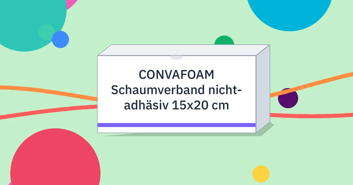 Symbolbild: Packung mit der Aufschrift CONVAFOAM Schaumverband nicht-adhäsiv 15x20 cm (PZN 17256608) – Verfügbarkeit und Bezug in Apotheken in Frankfurt am Main