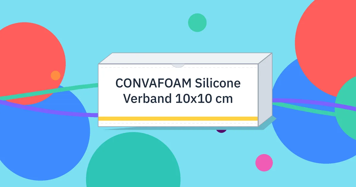 Symbolbild: Packung mit der Aufschrift CONVAFOAM Silicone Verband 10x10 cm (PZN 20290218) – Verfügbarkeit und Bezug in Apotheken in Frankfurt am Main