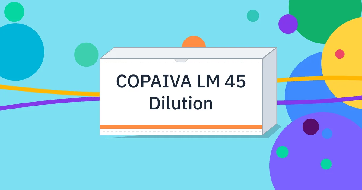 Symbolbild: Packung mit der Aufschrift COPAIVA LM 45 Dilution (PZN 13451313) – Verfügbarkeit und Bezug in Apotheken in Frankfurt am Main