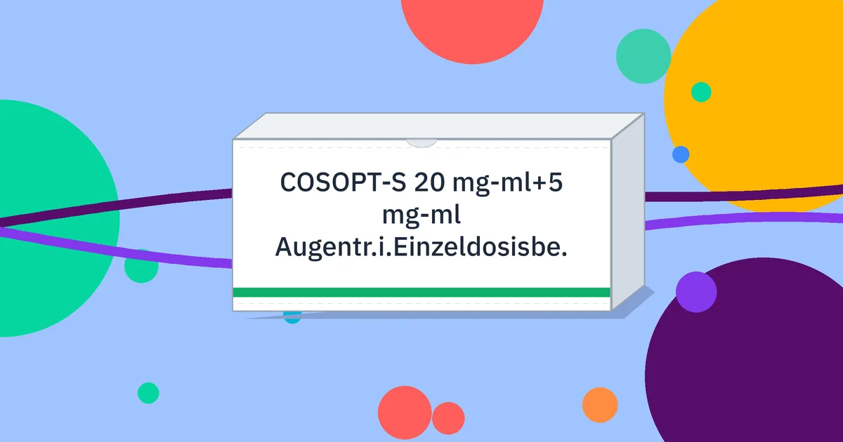 Symbolbild: Packung mit der Aufschrift COSOPT-S 20 mg-ml+5 mg-ml Augentr.i.Einzeldosisbe. (PZN 06474733) – Verfügbarkeit und Bezug in Apotheken in Frankfurt am Main