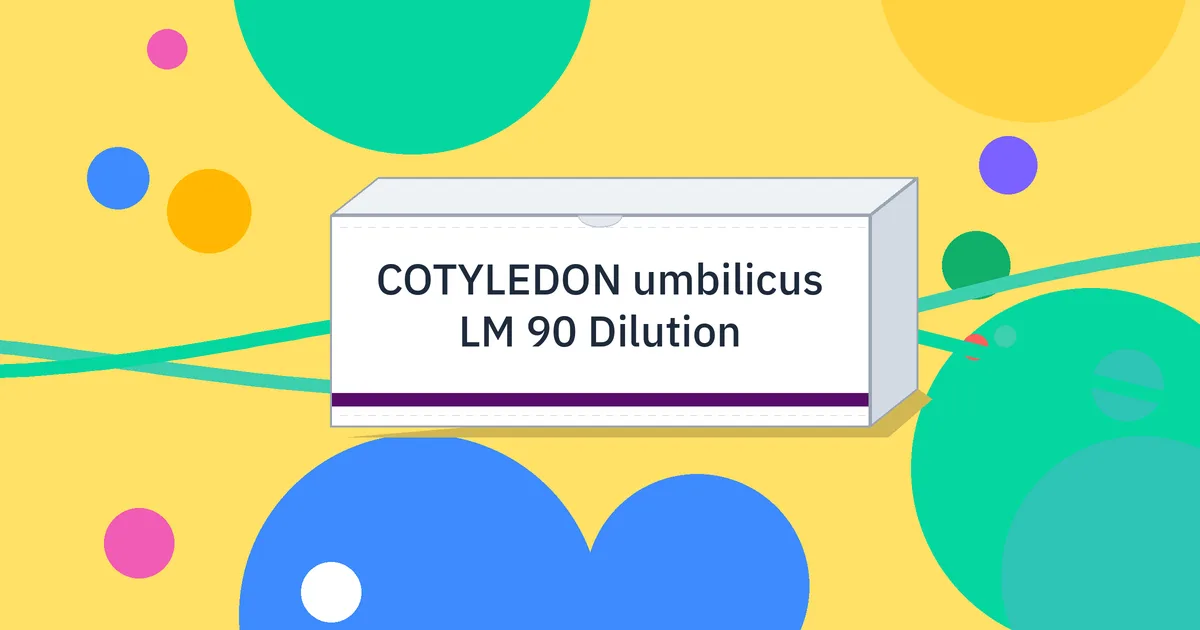 Symbolbild: Packung mit der Aufschrift COTYLEDON umbilicus LM 90 Dilution (PZN 13456138) – Verfügbarkeit und Bezug in Apotheken in Frankfurt am Main