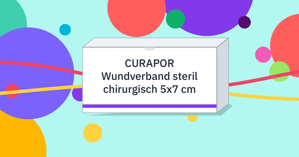 Symbolbild: Packung mit der Aufschrift CURAPOR Wundverband steril chirurgisch 5x7 cm (PZN 17831679) – Verfügbarkeit und Bezug in Apotheken in Frankfurt am Main