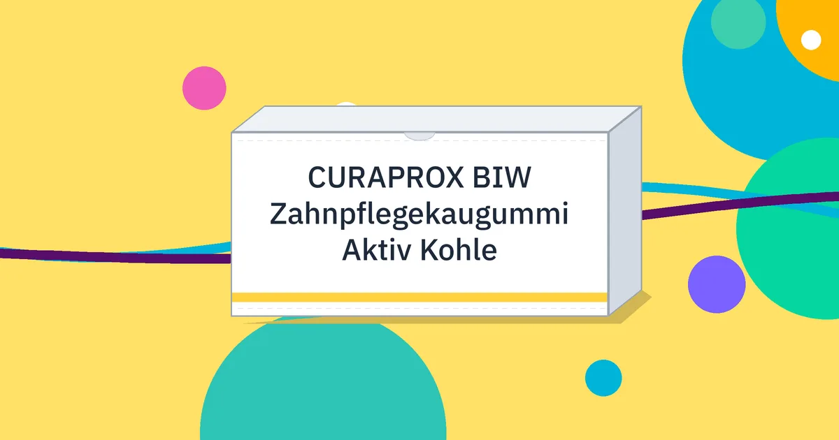 Symbolbild: Packung mit der Aufschrift CURAPROX BIW Zahnpflegekaugummi Aktiv Kohle (PZN 13427651) – Verfügbarkeit und Bezug in Apotheken in Frankfurt am Main
